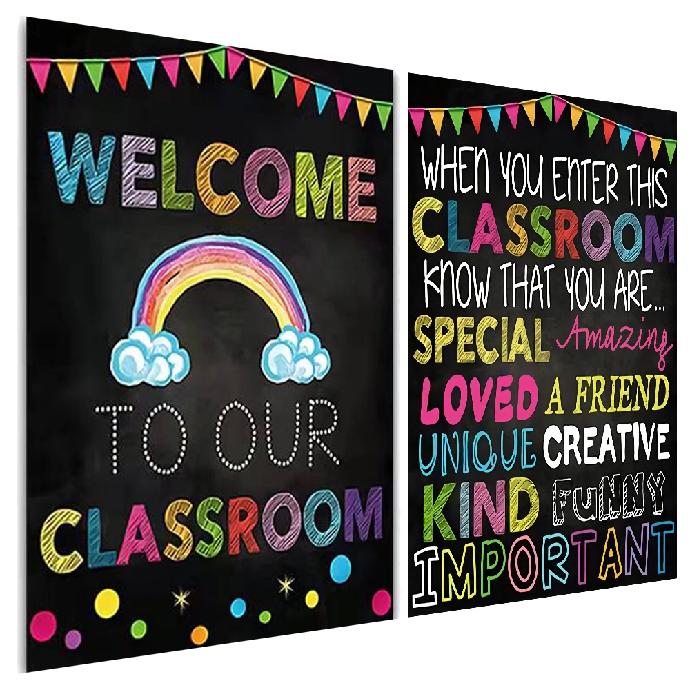 Classroom Rules Wall Poster Kid Growth Mindset Sticker Waterproof ...