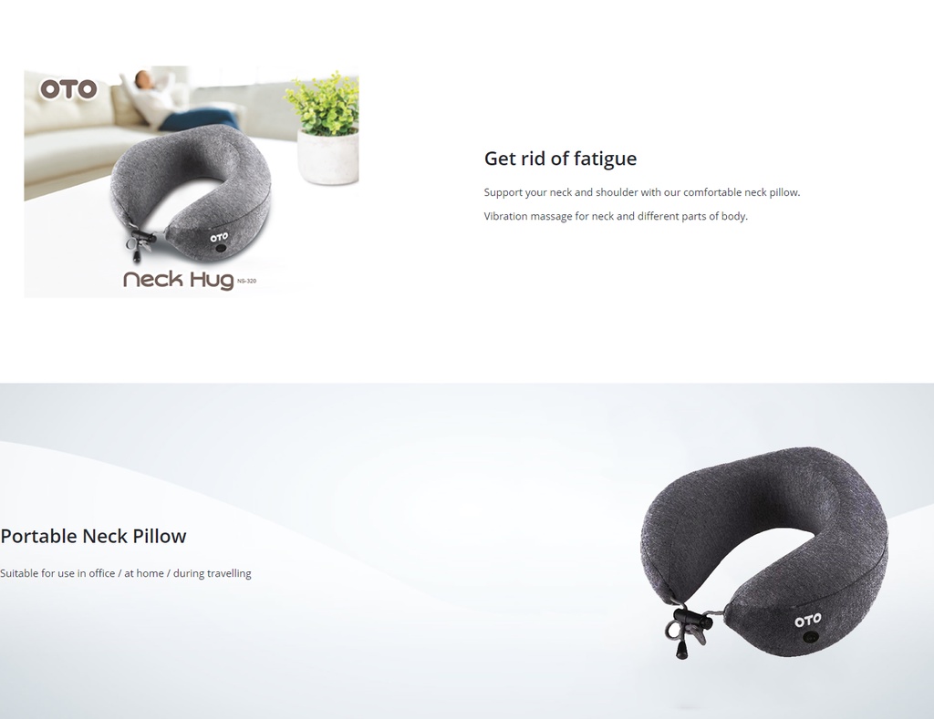 OTO Official Store OTO Neck Hug NS-320 Portable Travel Neck Pillow with vibration massage Soft ...