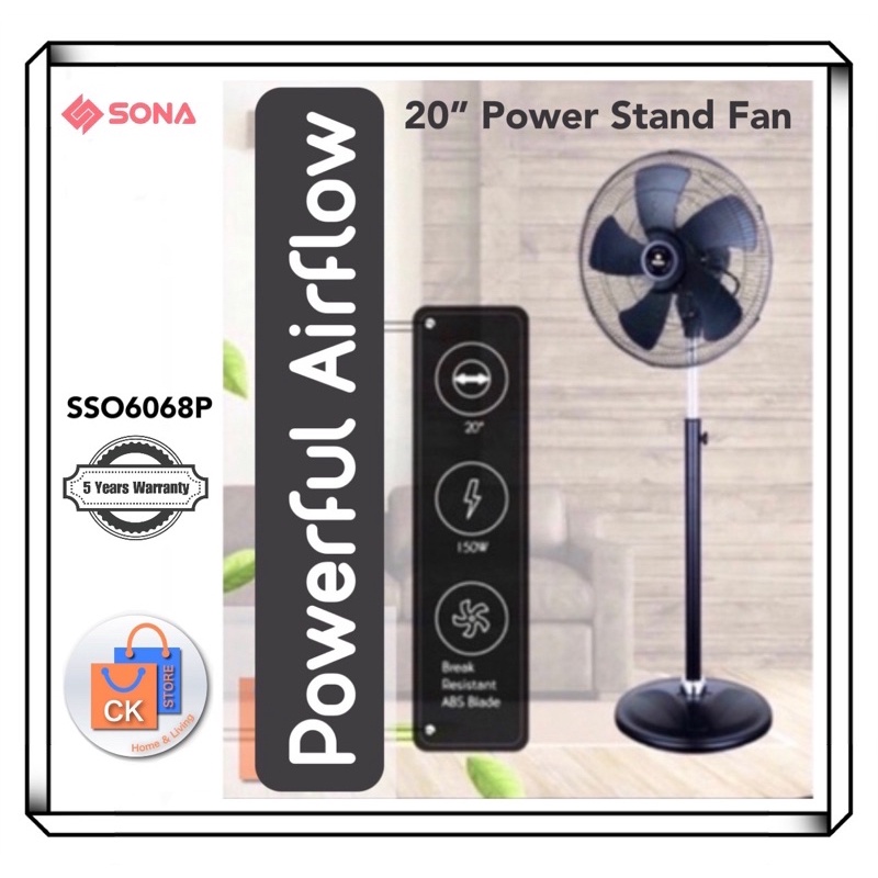 SONA 20” Power Stand Fan SSO 6068P | SSO6068P (5 Years Motor Warranty ...