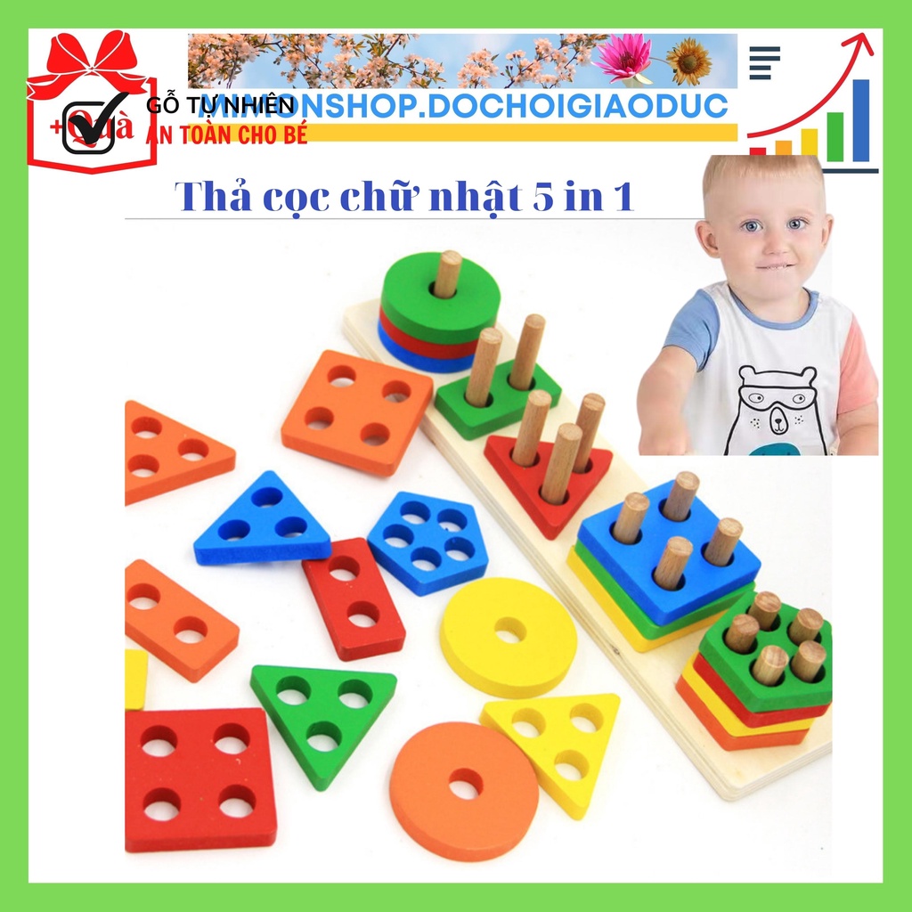 5-in-1 rectangular block drop toys for babies, Montessori toys, safe ...
