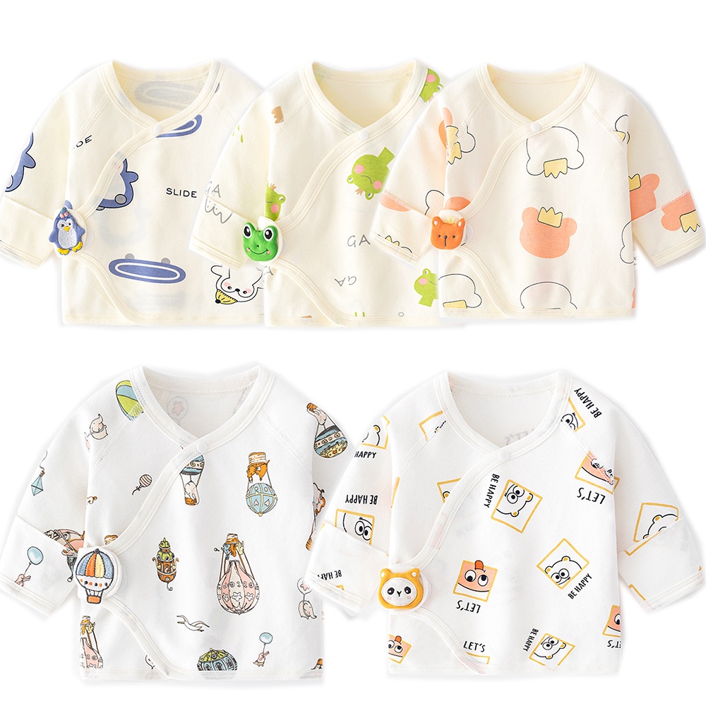 Newborn Baby Tops Boneless Cotton Half Back Top Full Kimono Style Baby ...