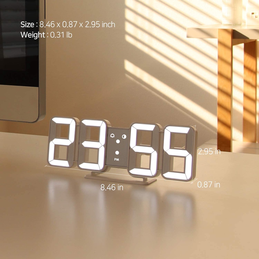 3D LED Desk Clock, Smart Wall Clock with Time/Date/Temperature/Alarm ...