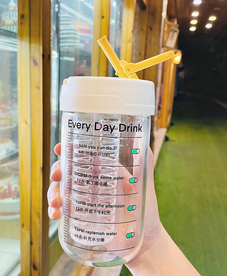 Water Bottle Time Scale Reminder Food Grade Tumbler Fruit Infuser Water ...