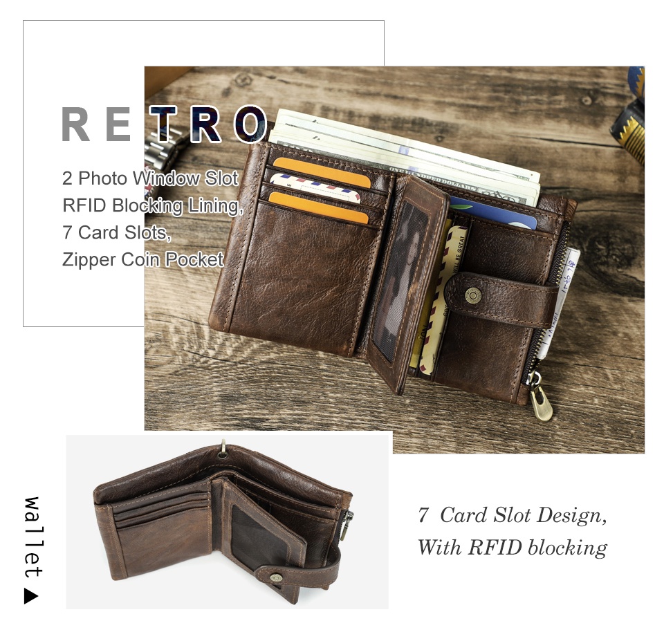 CONTACT'S Genuine Leather Men Wallet Anti Theft Chain RFID Money Clip ...