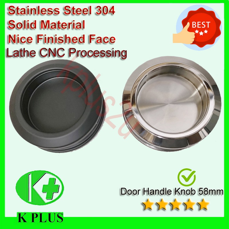 Glass Door Knob Round Solid Stainless Steel 304 Door Handle Flush 58mm ...