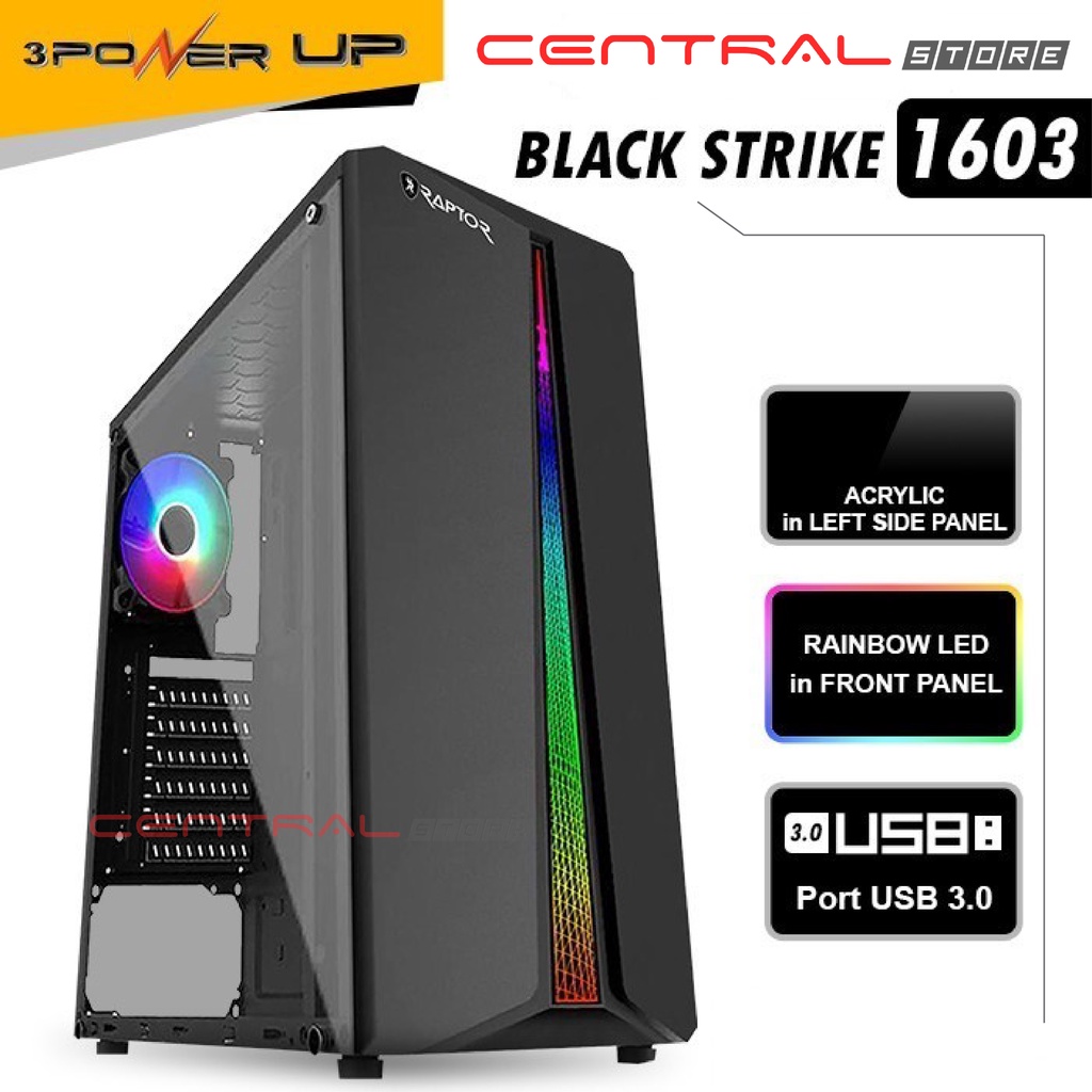 Gaming Casing RAPTOR Black Strike 1603 Computer Case Acrylic LED RGB ...