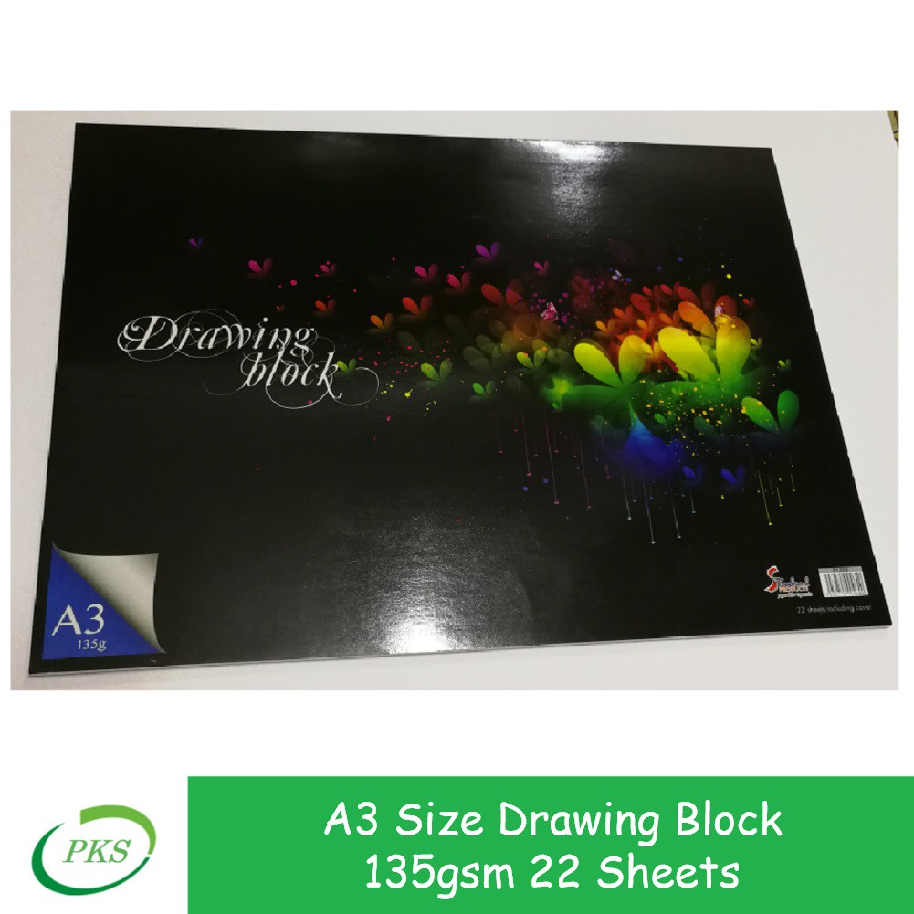 A3 Size Drawing Block /Sketch Paper/Buku Lukisan 135gsm 22 Sheets (S ...