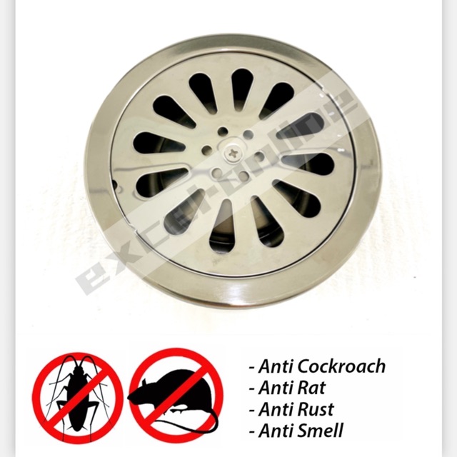 120MM ROUND TYPE STAINLESS STEEL FLOOR GRATING C/W FILTER DRAINER FLOOR ...