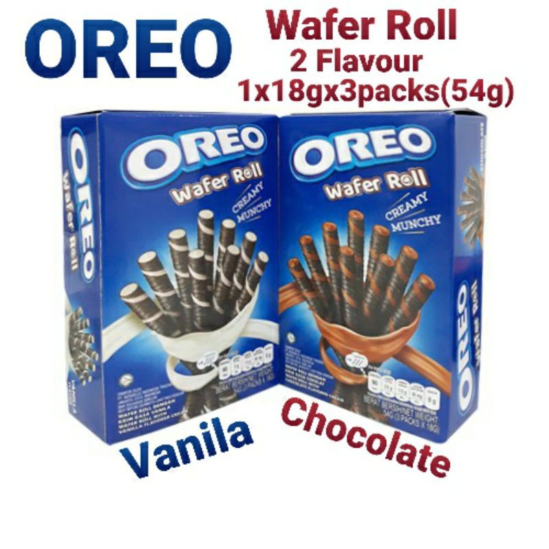 OREO WAFER ROLL(1 x 18g x 3packs/54g)VANILLA/CHOCOLATE | Shopee Singapore