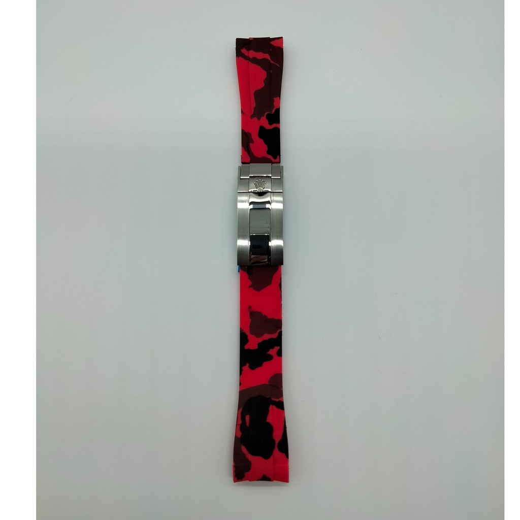 20MM Rubber Watch Strap Band (Red Camouflage) With Buckle (Silver ...