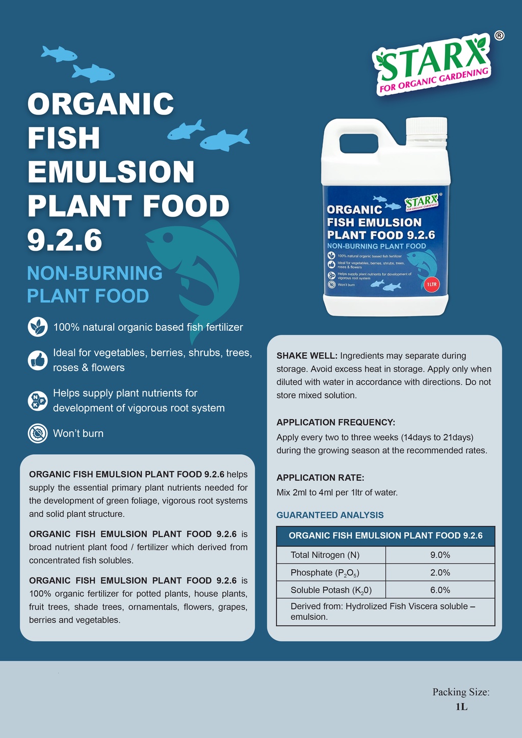 Organic Fish Emulsion Plant Food, NPK 9:2:6 Fertiliser / Fertilizer ...