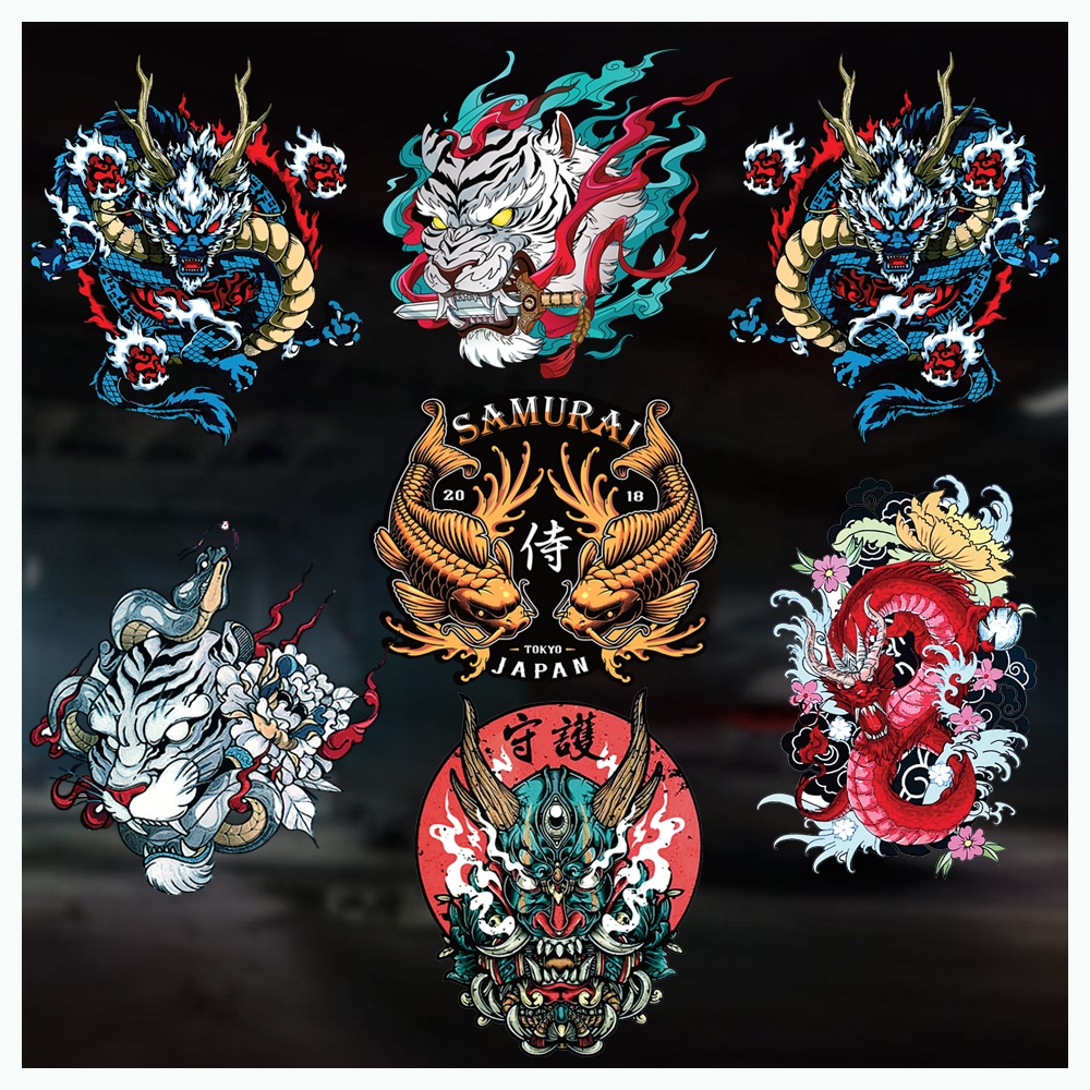 JDM Sticker Tiger Head/Dragon /Fish Motorcycle Sticker Car Decoration ...