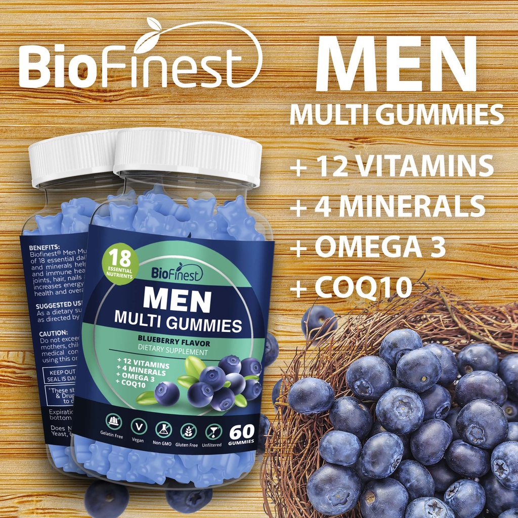 Biofinest Men MultiVitamins Gummy Supplement - 18 Minerals Vitamin A B ...