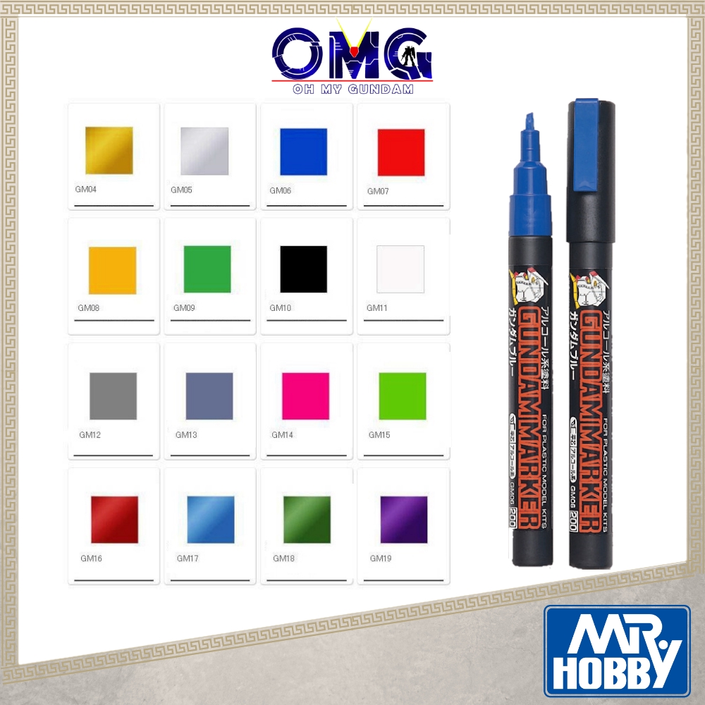GM04-GM19 Gundam Marker Pen Mr. Mr Hobby Paint Gold Silver Blue Red ...