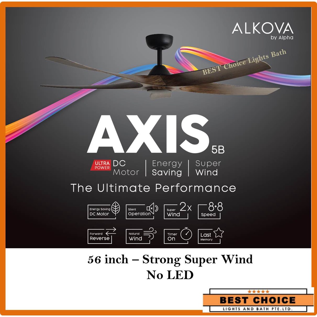 $339 ALPHA ALKOVA AXIS Ceiling Fan DC Motor NO-Led Light 56Inch(5Blades ...