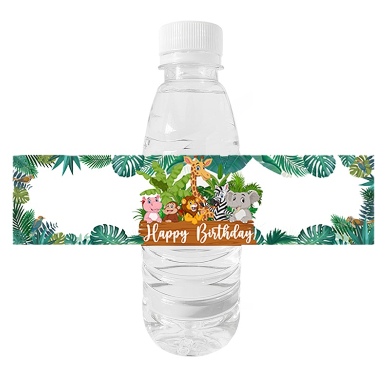 10pcs Jungle Safari Water Bottle Label Stickers for Forest Animal ...