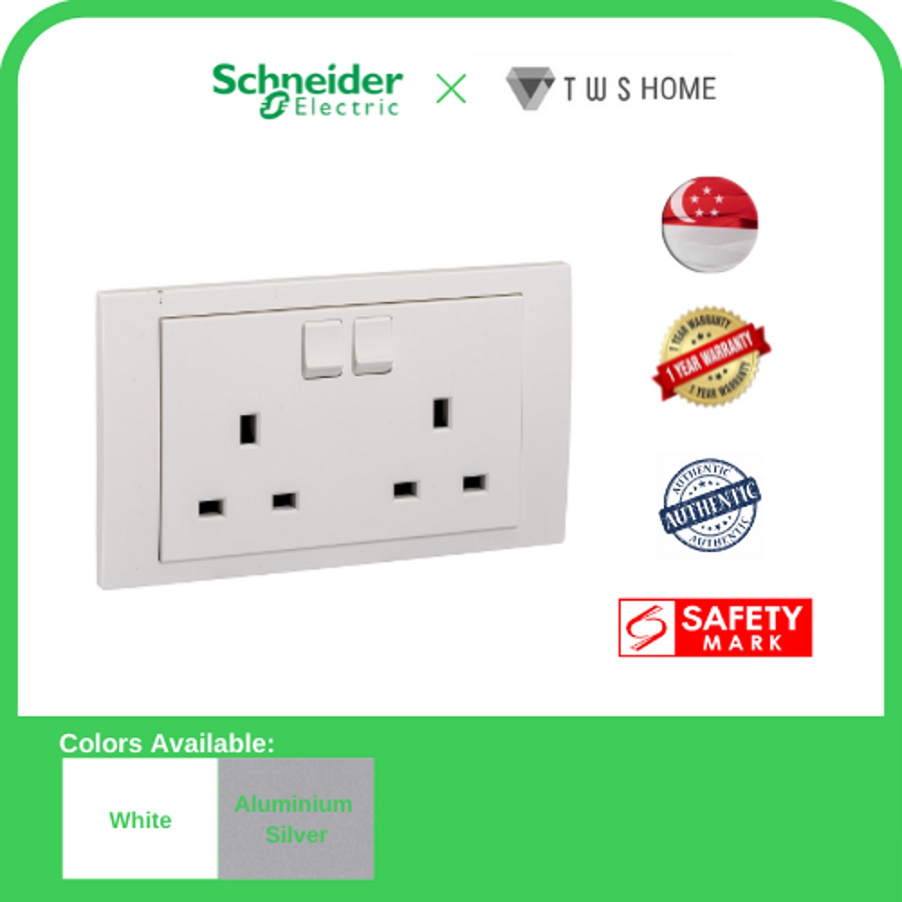 Schneider Electric Vivace- 13A 250V 2Gang Switched Socket, White or ...