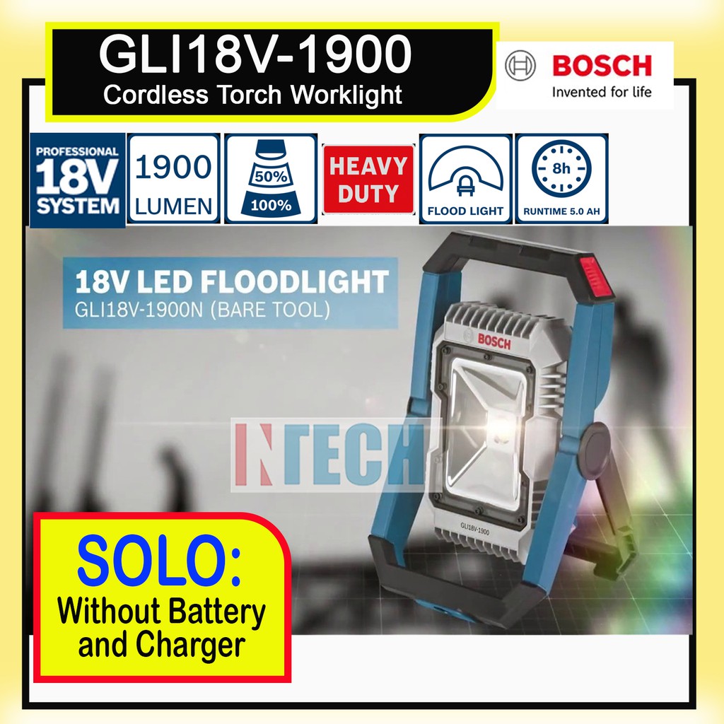 BOSCH GLI18V-1900(SOLO) CORDLESS TORCH WORKLIGHT (GLI18V-1900) | Shopee ...