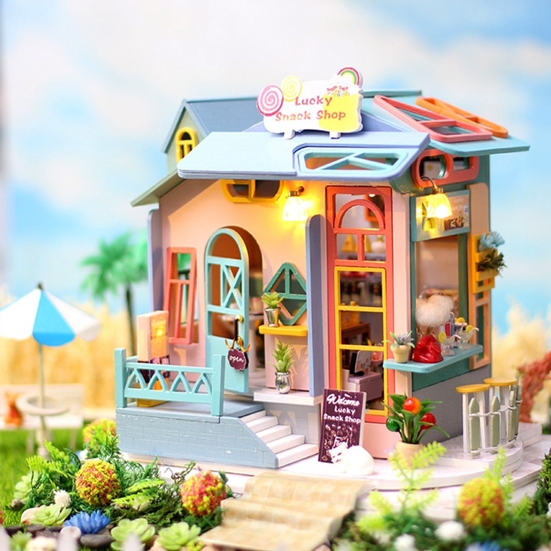 Miniature store model _ DIY self-assembled wooden house model (Free ...