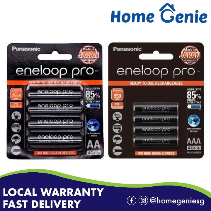 Eneloop Pro 4 AA/AAA 2550/950mAh Rechargeable Batteries | Shopee Singapore