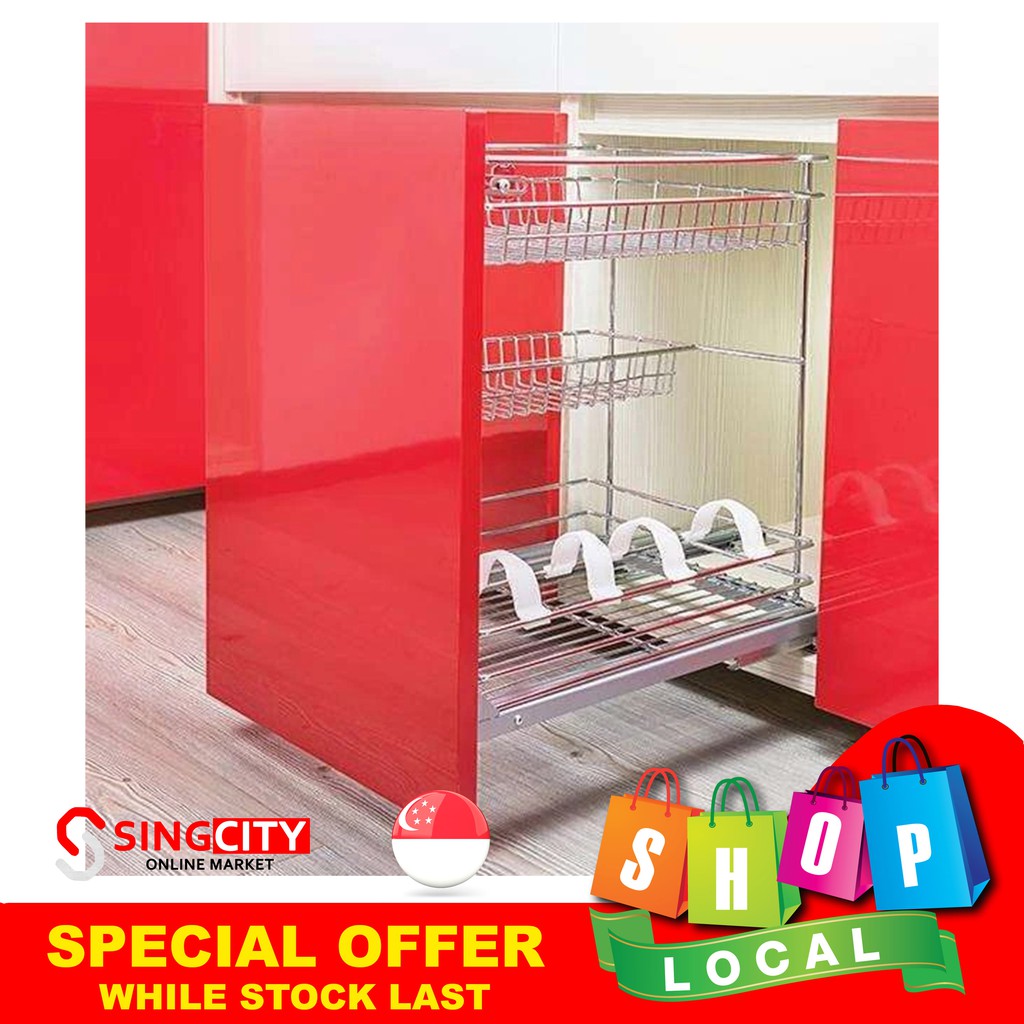 3 Tier Drawer Basket Sauce Rack C/w Full Extended Runner - Excel Brand ...