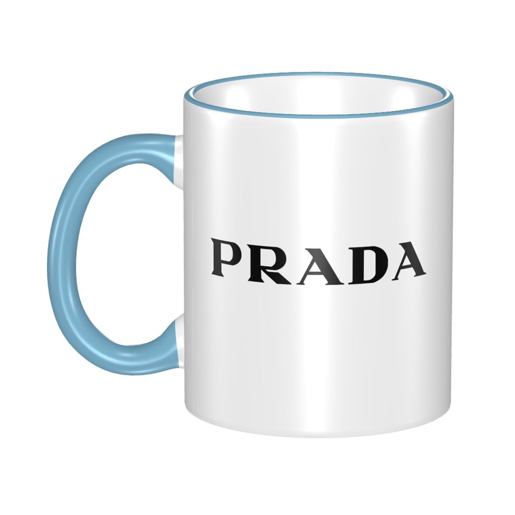 Ready Stock Prada Logo Mug Creative Coffee Cup Couple Simple Ceramic ...