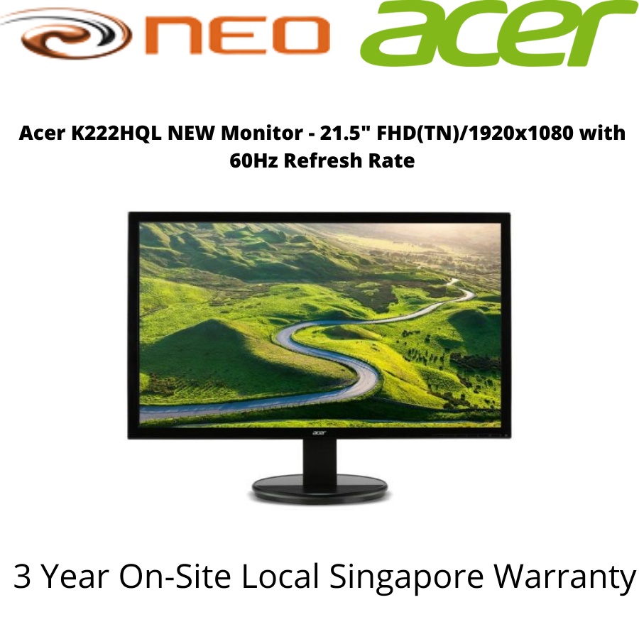 Acer K222HQL NEW Monitor - 21.5" FHD(TN)/1920x1080 with 60Hz Refresh ...