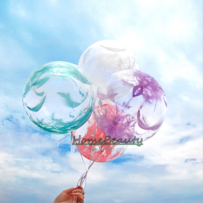 18inch （after inflation） Feather Printed Bobo Balloon Colors Clear ...