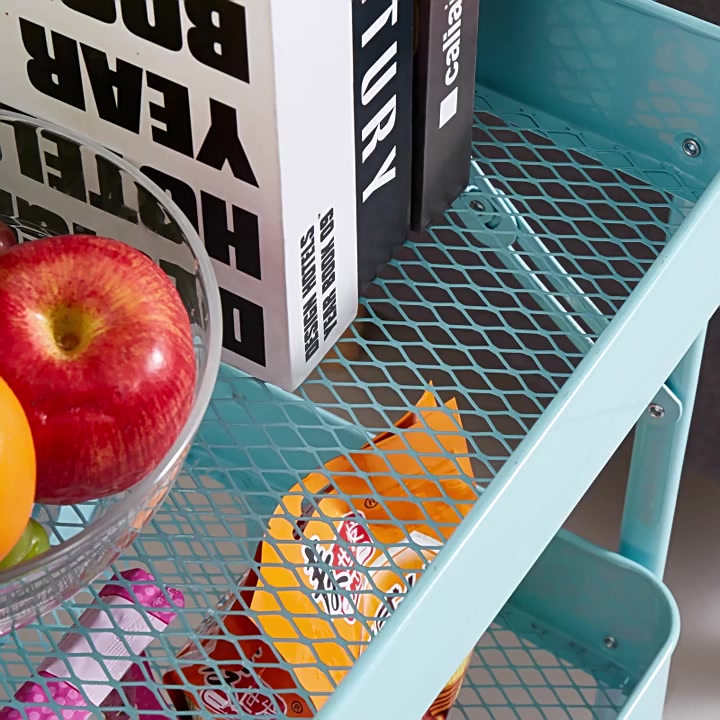 Multi-Purpose Foldable 3 Tier Storage Trolley Rolling Cart Home ...