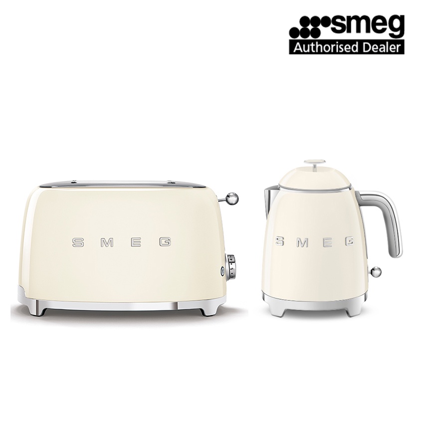 Smeg Breakfast Set Mini Kettle KLF05CRUK + Toaster TSF01CRUK (Cream ...