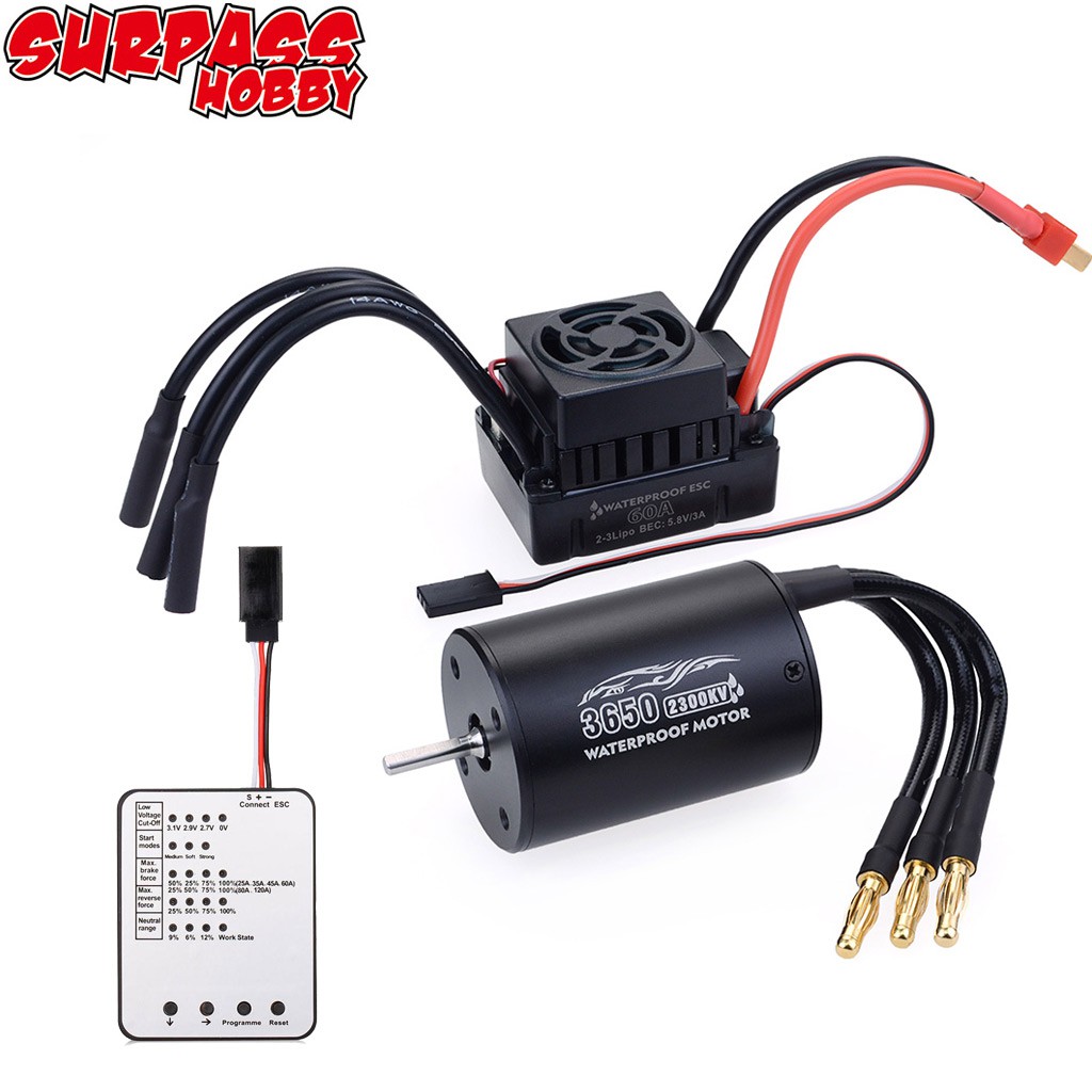 Surpass Hobby Waterproof 3650 2300KV 3100KV 3900KV Brushless Motor+60A ...