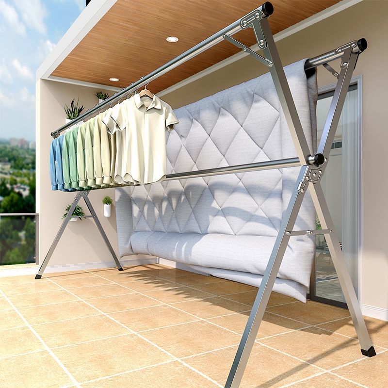 Stainless steel drying rack floor folding indoor and outdoor telescopic ...