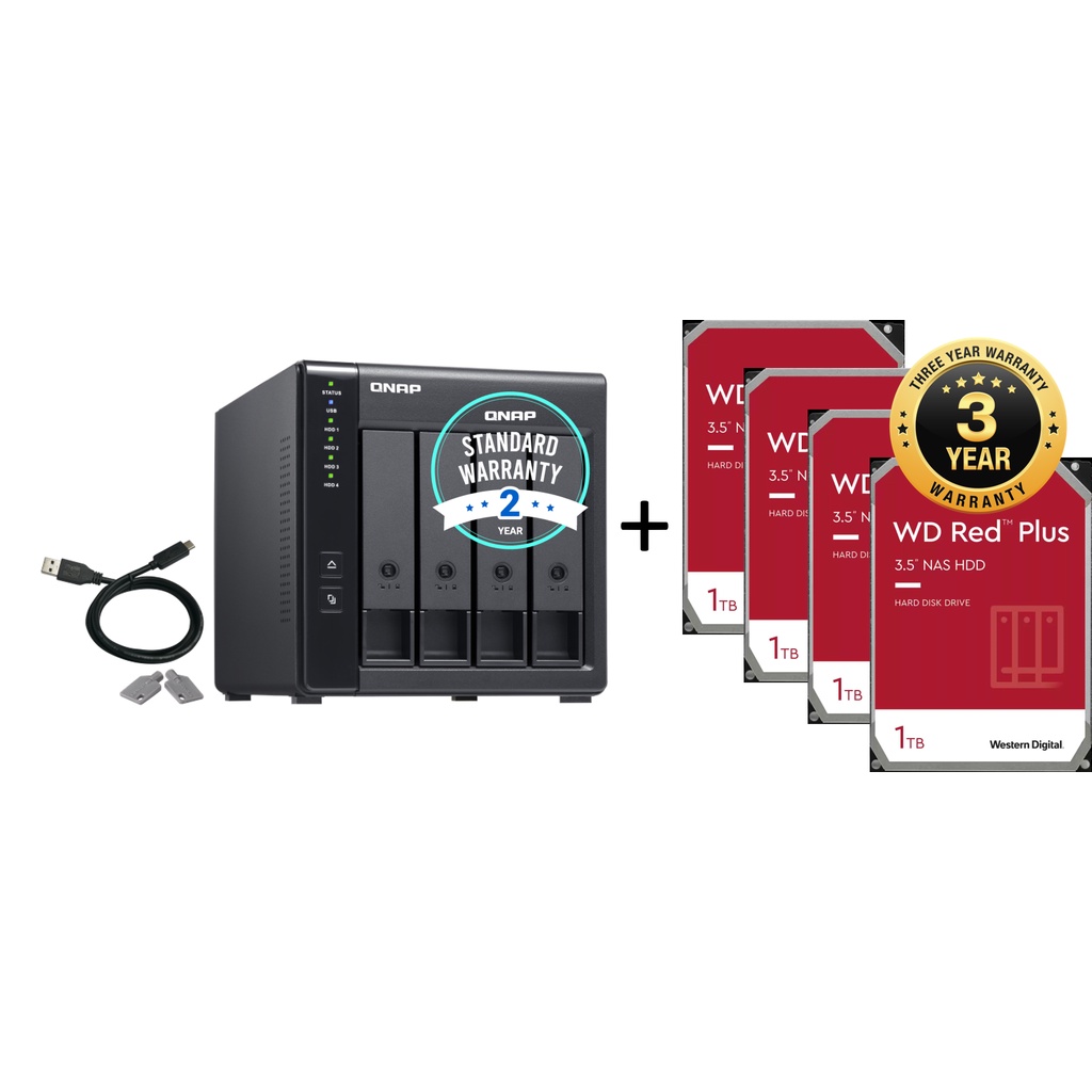 QNAP TR-004 4-Bay USB Type-C Direct Attached Storage (DAS) with ...