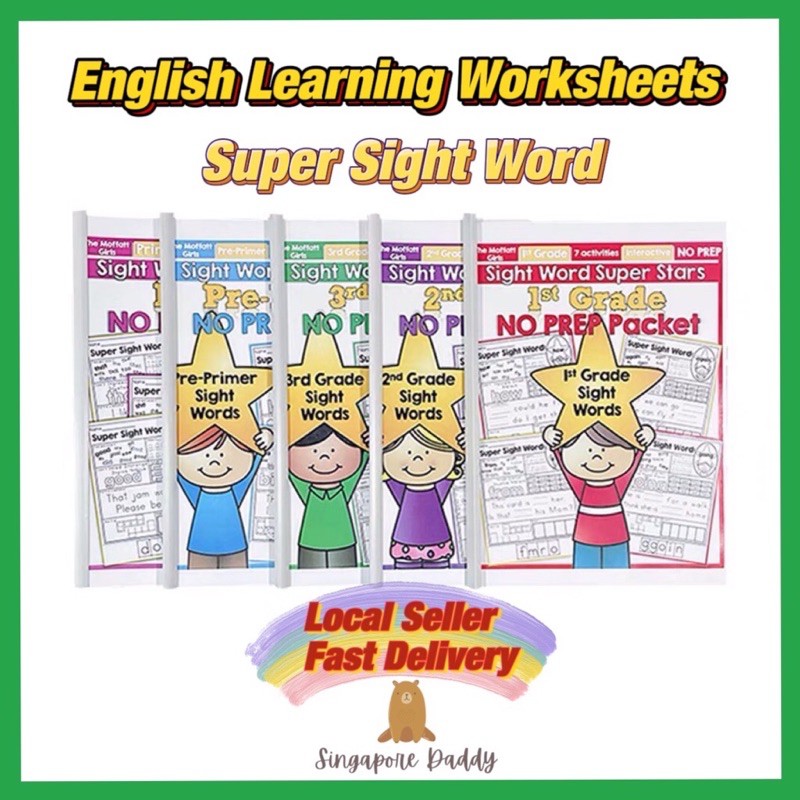 🔥Local In Stock🔥Sight Word Super Stars📖Educational Worksheets/Children ...