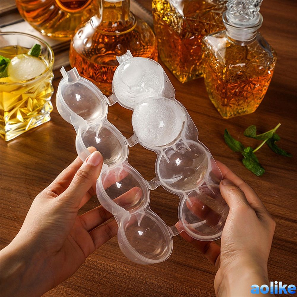 Round Ice Cube Whiskey Ice Cube Molder 4-hole Cube Maker Ball Mold Ice ...