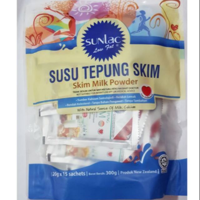 Sunlac Low Fat Skim Milk Powder ( 20g x 15 Sachets) | Shopee Singapore