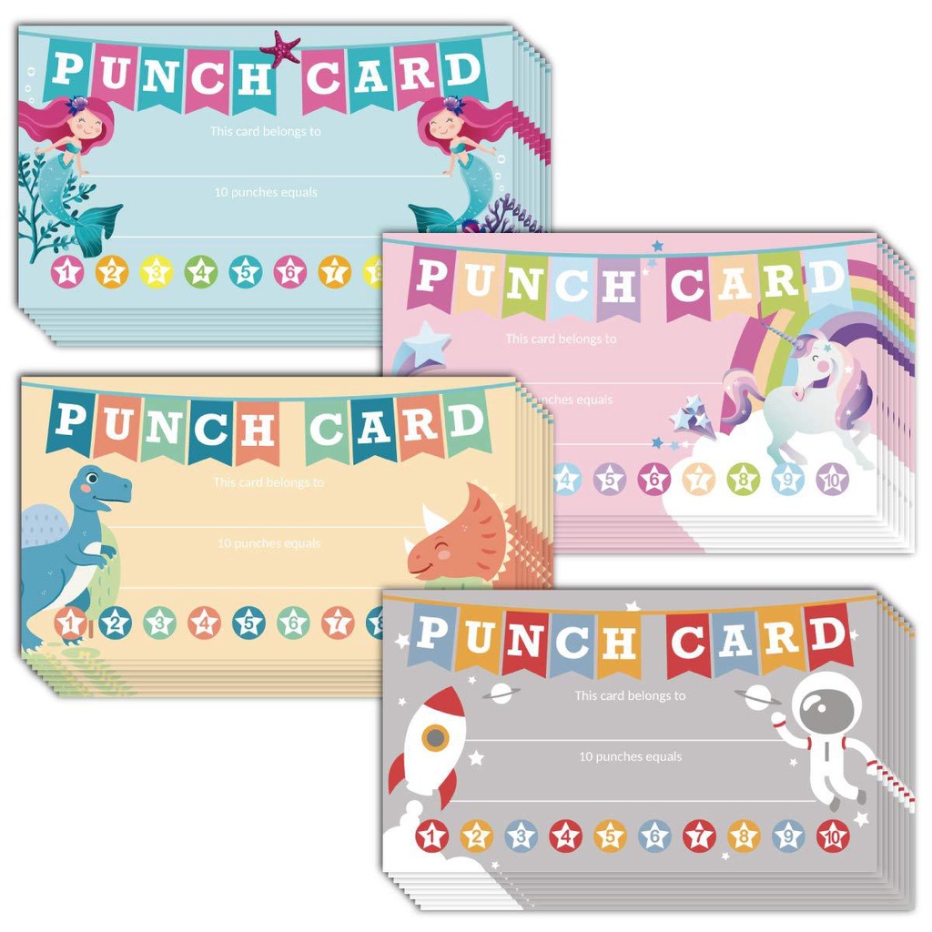 50pcs Cute Cartoon 9*5.4cm Punch Card Points Card Children'S Reward ...