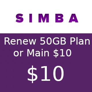 SIMBA Renew 50GB Plan or Main Balance $10 Top Up | Shopee Singapore