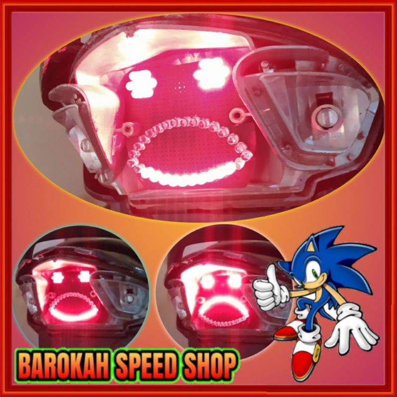 Custom Supra Fit LED Stop Brake Light New Emoticon Happy & Sad Running ...