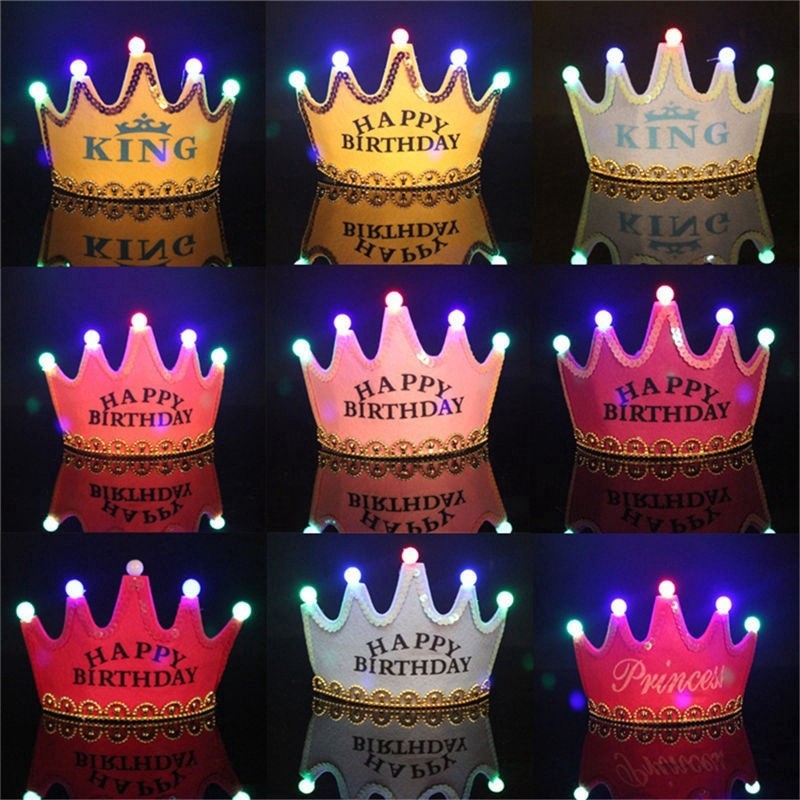 Princess LED Light Birthday Party Hats Crown Birthday Party Cap ...