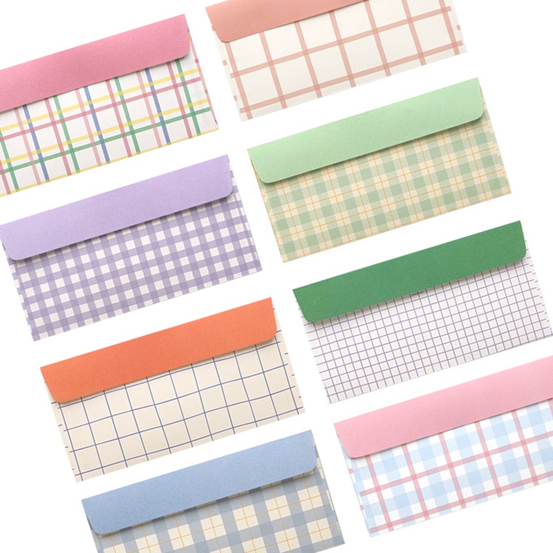 8pcs/set Colorful Check Envelope Cute Korean Stationery | Shopee Singapore