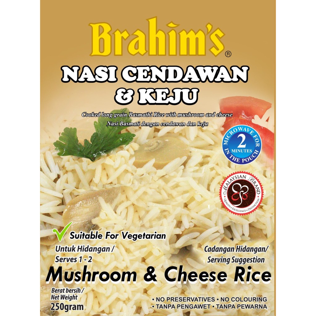 Brahim's Vegetarian Mushroom & Cheese Ready-to-Eat Rice Nasi Cendawan ...