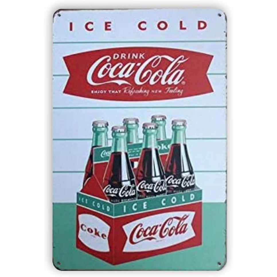 Coke Metal Tin Signs, Vintage Coca-Cola Wall Decor Retro Art Tin Sign ...