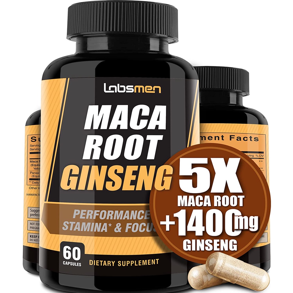 10000mg Maca Root 60 Capsules (w/ Black Maca) + 1400mg Korean Red Panax ...