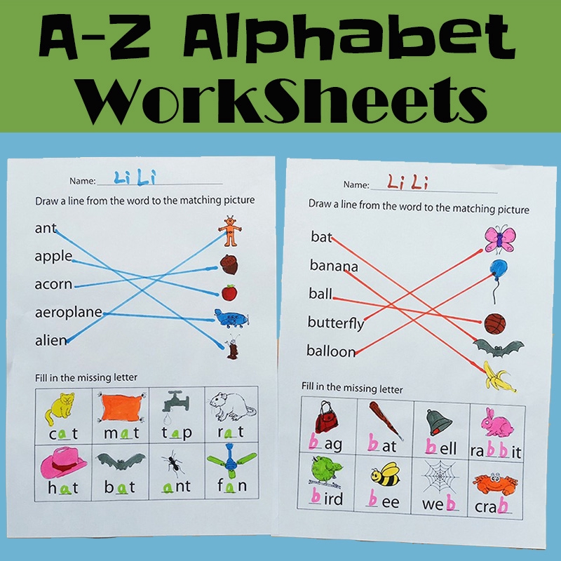 26 Alphabet A-Z Letters learning English Phonics Word Worksheets ...