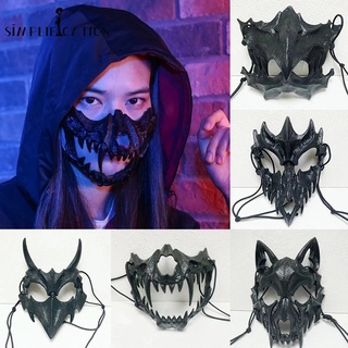 1pc Halloween Horror 3D Bone Skull Long Teeth Demon Half Face Mask ...