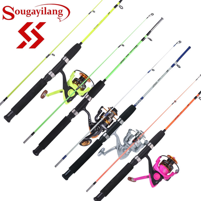 Sougayilang 4 Color 1.2m 1.8m 2.1m Spinning Fishing Rod Combo Ultralight Resin Body Travel Boat ...