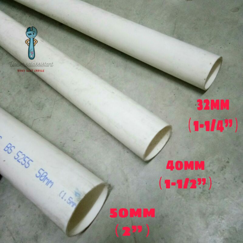 【32mm 40mm 50mm】UPVC Pipe | White Pipe | 1-1/4” 1-1/2” 2” | Paip Air ...