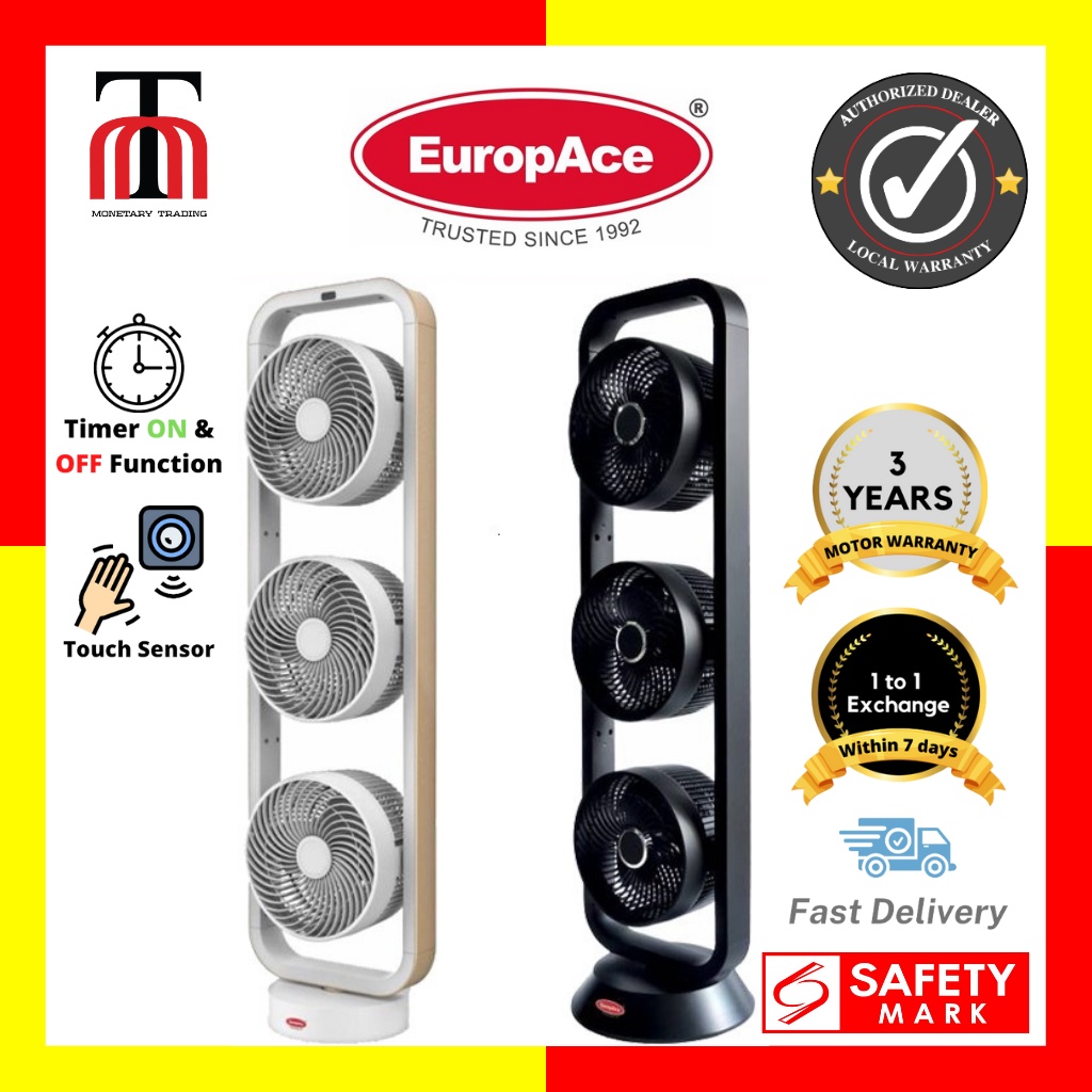 EuropAce 9 Inch Trio Turbo Oscillating Fan EQQ 7931S | Shopee Singapore