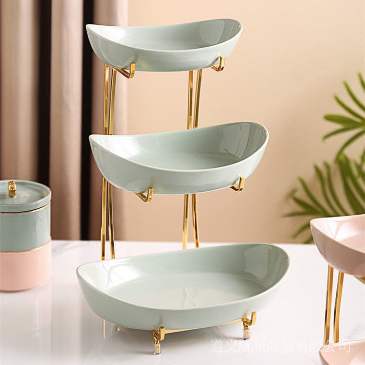 【In stock】Fruit Plate Snack Plate Cake Stand Multilayer Dessert Plate ...